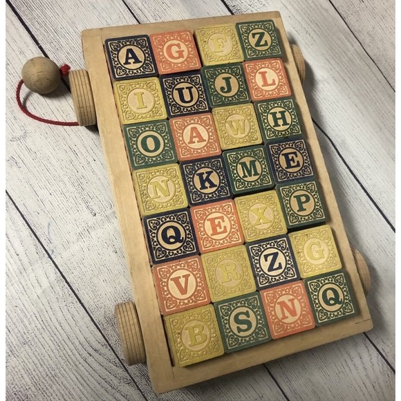 uncle goose | Toys | Uncle Goose Block Wagon Wooden Alphabet Blocks ...